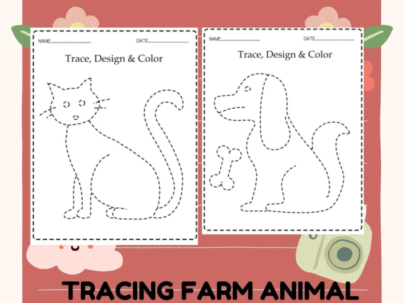 Tracing Farm Animals Book,alphabets Tracing,preschool Tracing,tracing ...