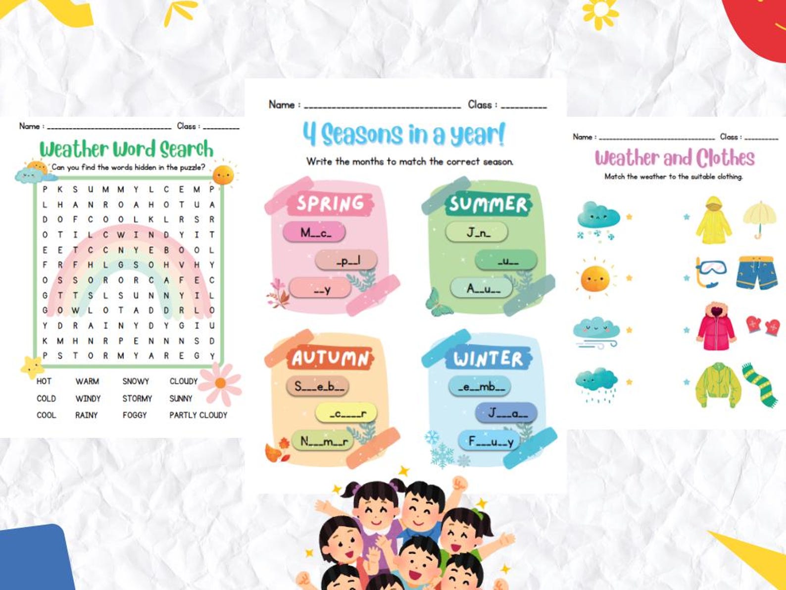 Weather & Seasons Workbook for Kids,kids Workbook,pre-school Worksheet ...