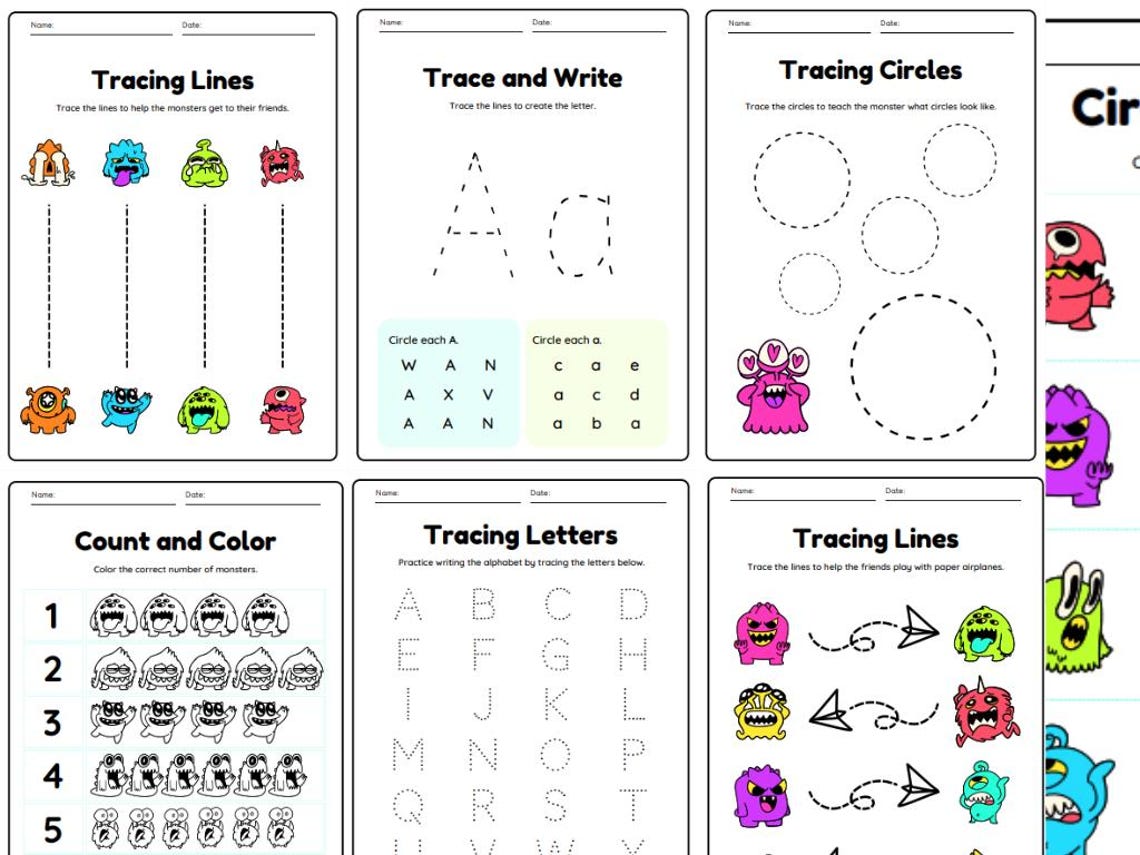 Kids Monster Activity Book,alphabets Tracing,preschool Tracing,tracing ...