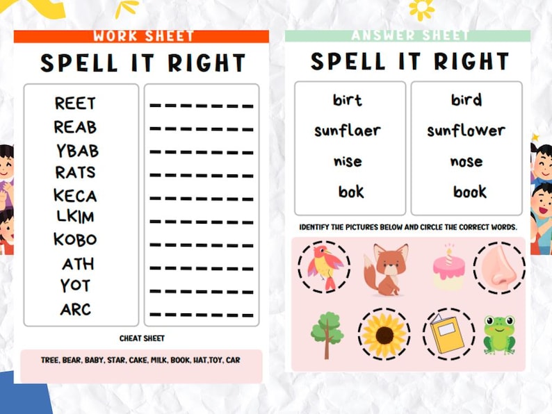 Spell It Right Workbook, Kids Spelling Activities (100 Pages) - Etsy