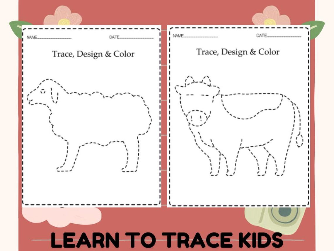 Tracing Farm Animals Book,alphabets Tracing,preschool Tracing,tracing ...