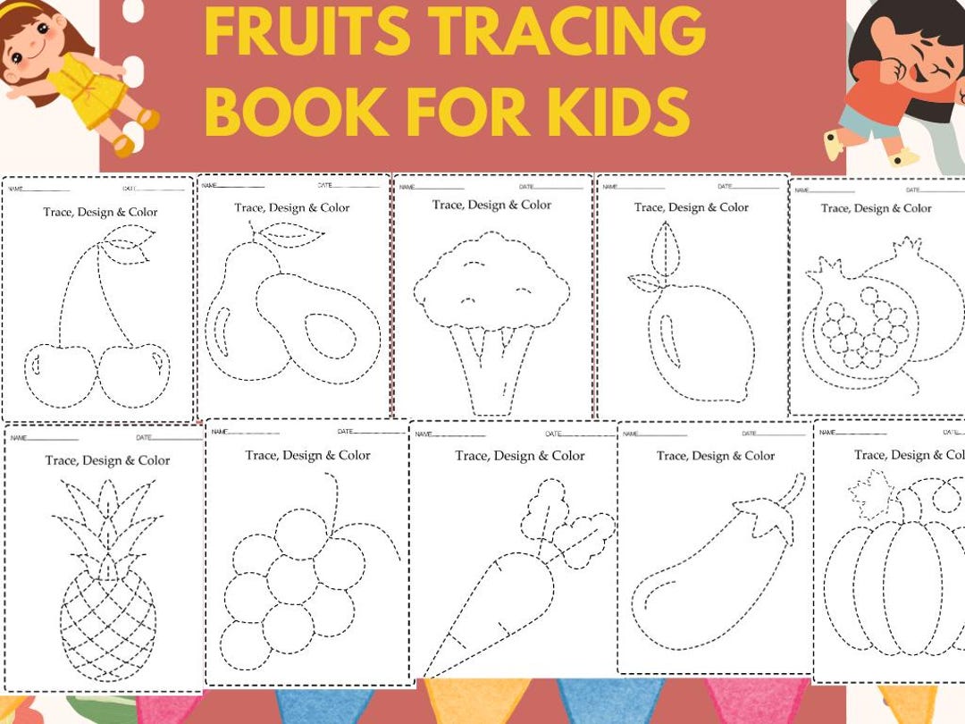 Fruit Tracing Worksheets,name Tracing,preschool Tracing,tracing Book ...