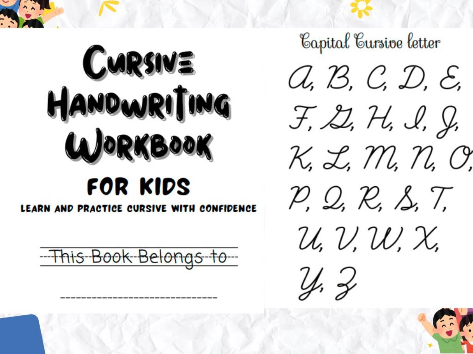 100 Pages Cursive Handwriting Workbook for Kids,kids Workbook,preschool ...