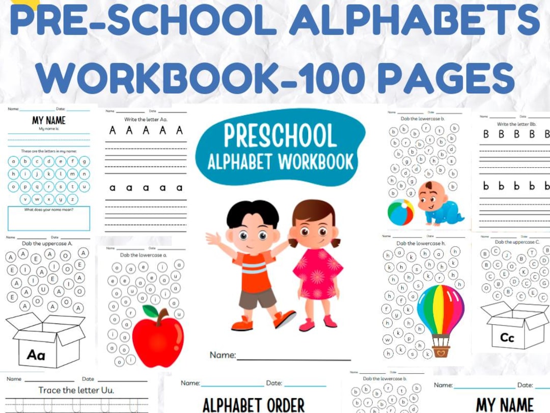 100 Pages Pre-school Alphabet Workbook for Kids,kids Workbook,pre ...