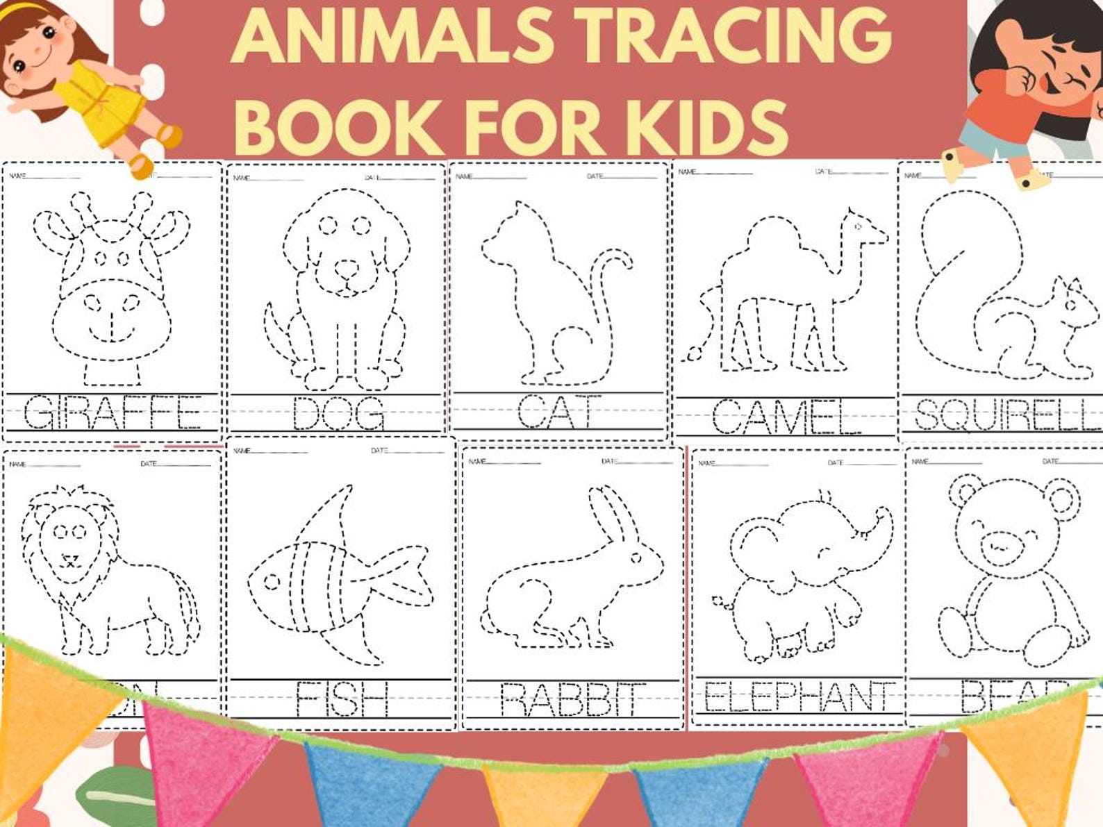 Animal Tracing Worksheets,printables,preschool Tracing,tracing Book ...