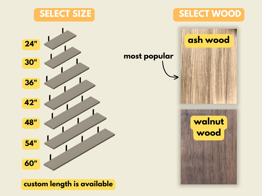 Floating Shelf With Brackets Custom Size Shelves Handmade - Etsy