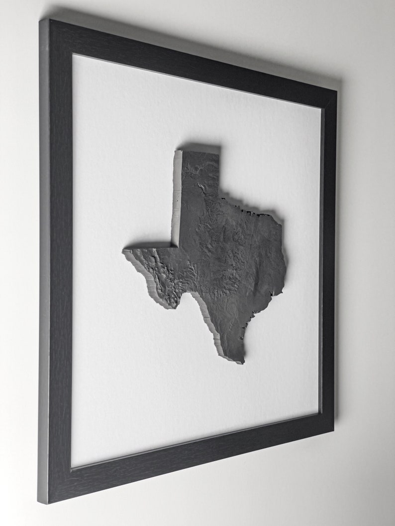 Handmade Texas Topographical Map Art: 3D Cement Wall Decor - Etsy