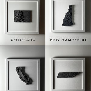 Handmade 3D Topographical State Map Art: Framed Cement Wall Decor - Etsy