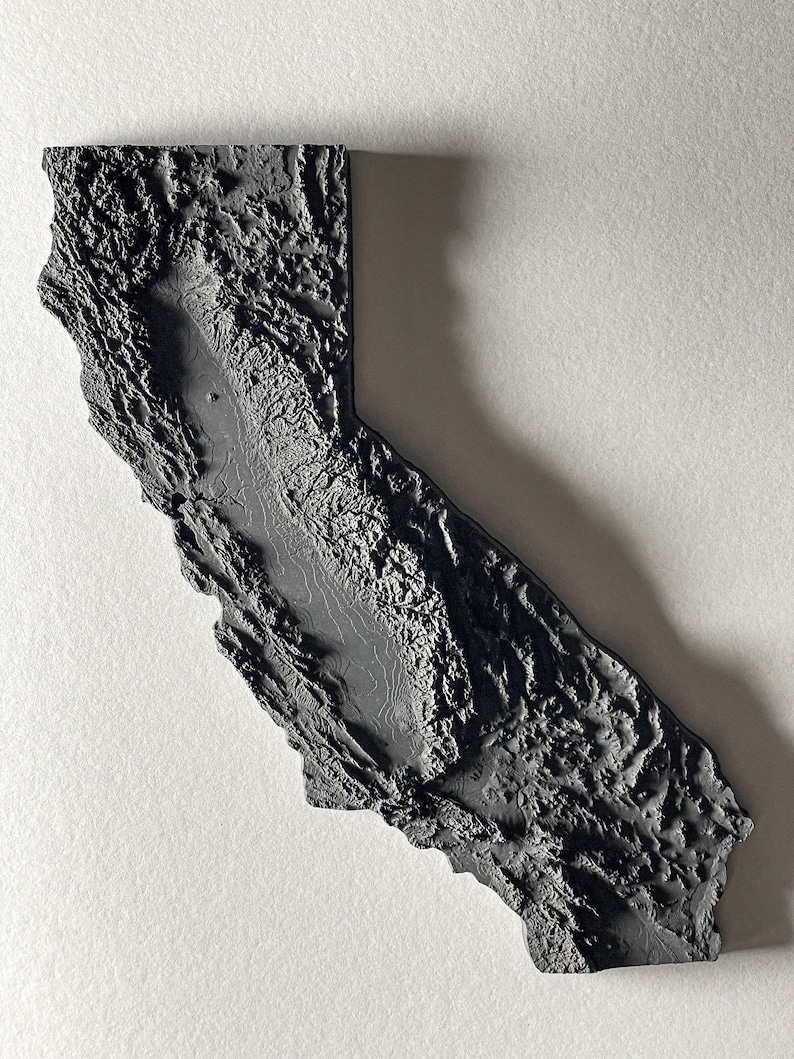 Handmade 3D Topographical State Map Art: Framed Cement Wall Decor - Etsy