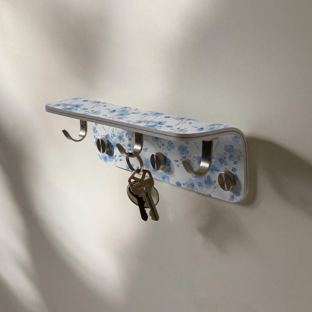Modern Minimalist Key Holder Shelf | Wall-mounted Floating Shelf With 3 ...