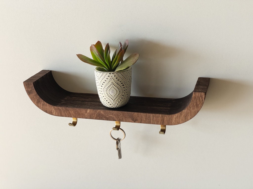 Handmade Key Holder Shelf Modern Wall Decor for Entryway Unique ...