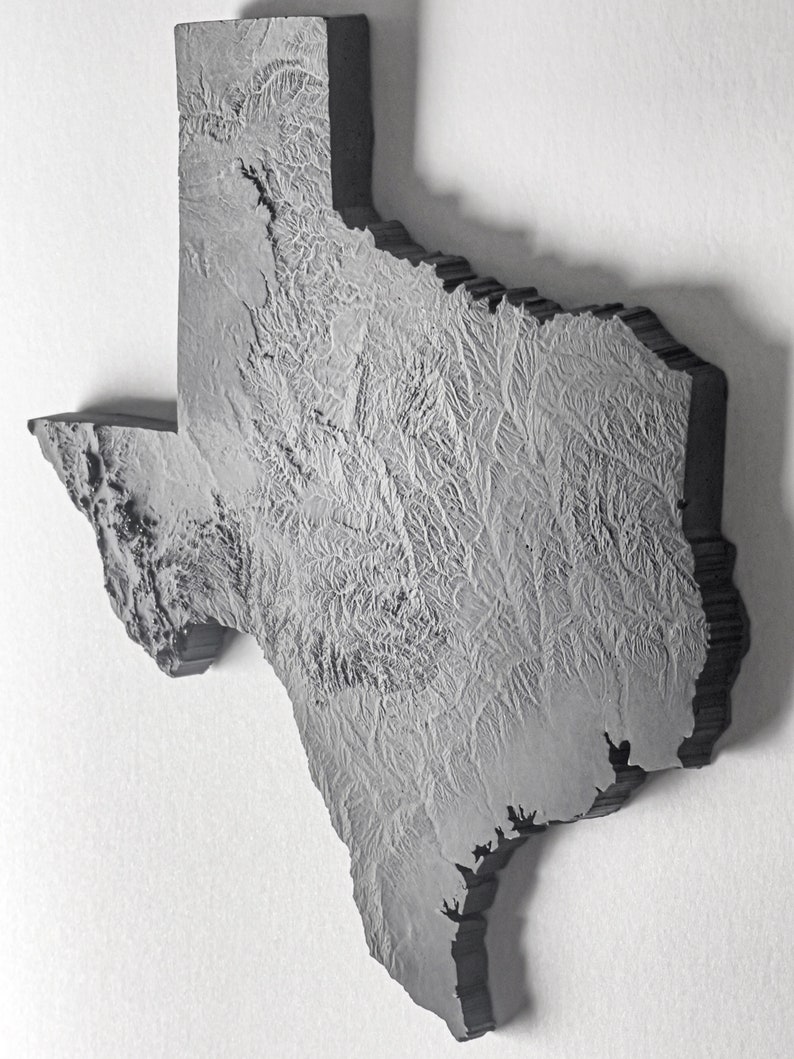 Handmade Texas Topographical Map Art: 3D Cement Wall Decor - Etsy