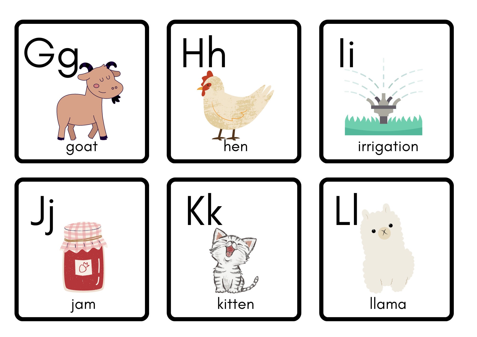 Printable Farm Alphabet Flash Cards - Etsy
