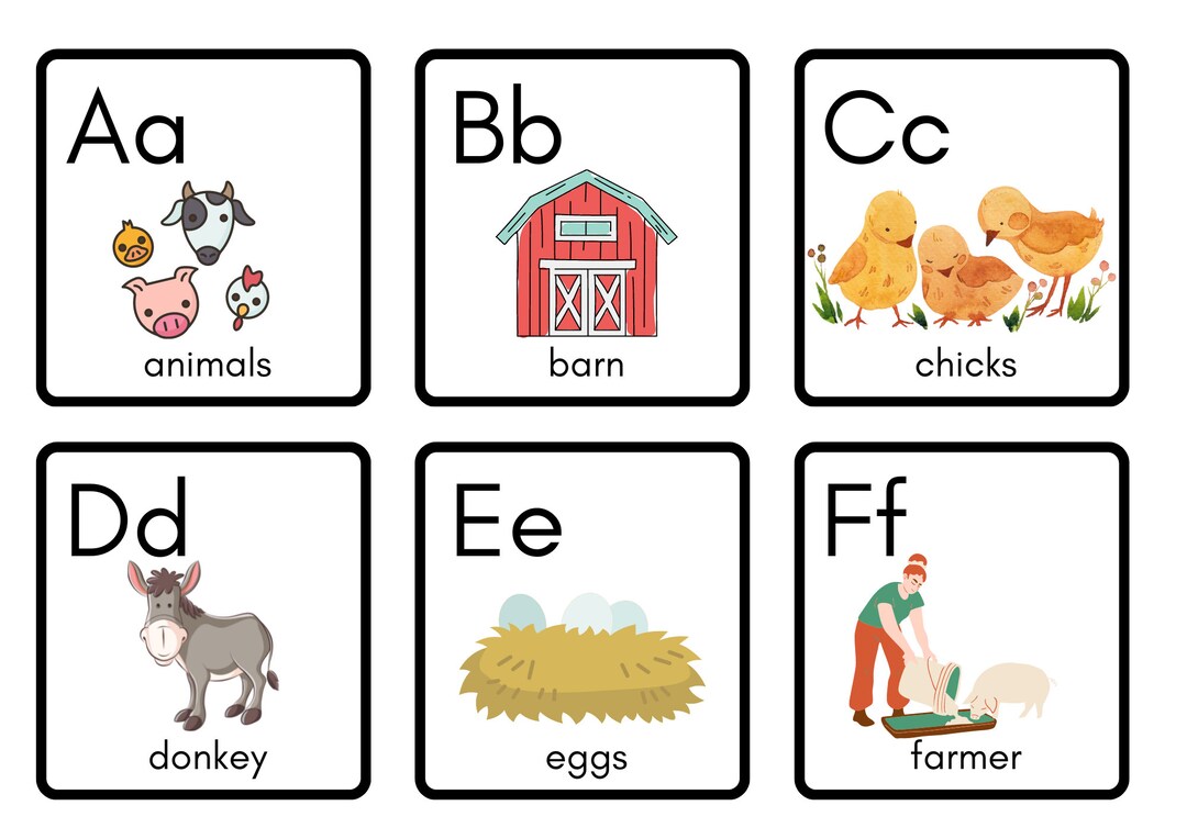 Printable Farm Alphabet Flash Cards - Etsy