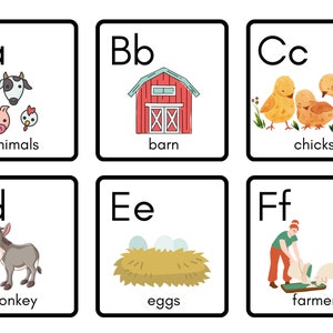 Printable Farm Alphabet Flash Cards - Etsy