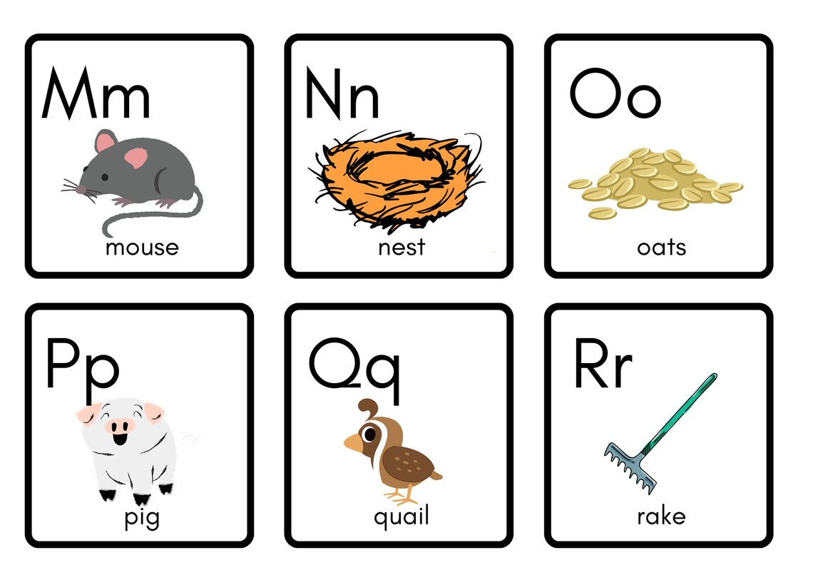 Printable Farm Alphabet Flash Cards - Etsy