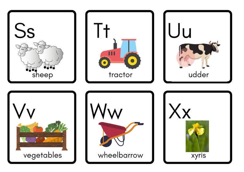 Printable Farm Alphabet Flash Cards - Etsy