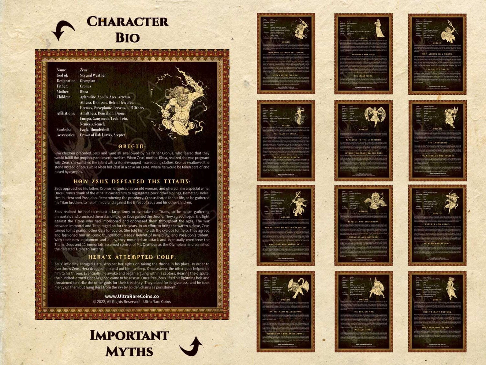 Set of 12 Flashcards | Ancient Greek Gods | Educational Mythology ...