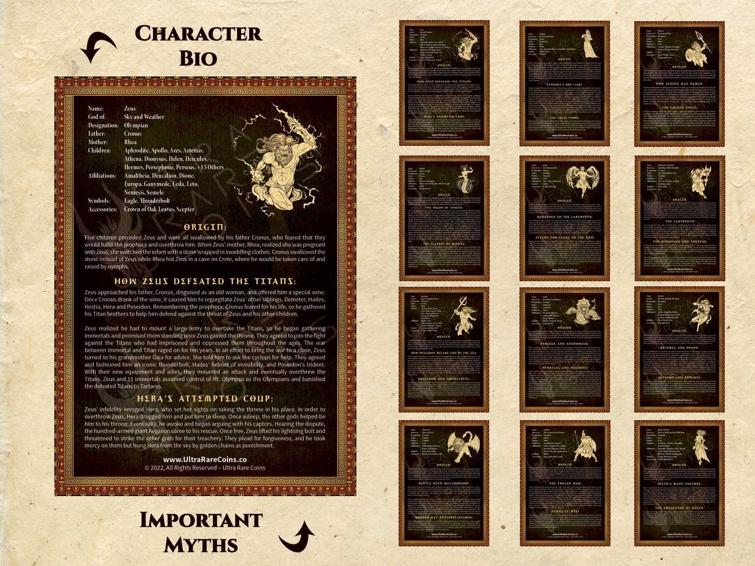 Greek Mythology Flash Cards: Ancient Gods Educational Art Prints - Etsy