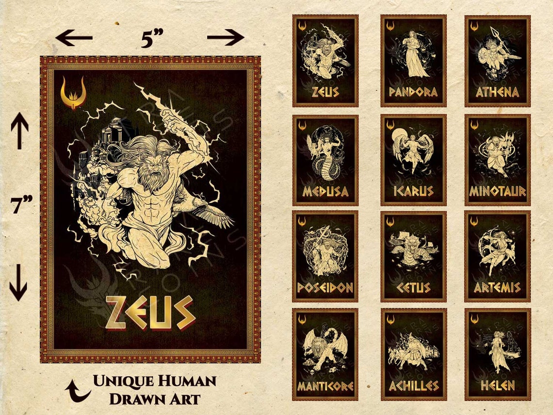 Set of 12 Flashcards | Ancient Greek Gods | Educational Mythology ...