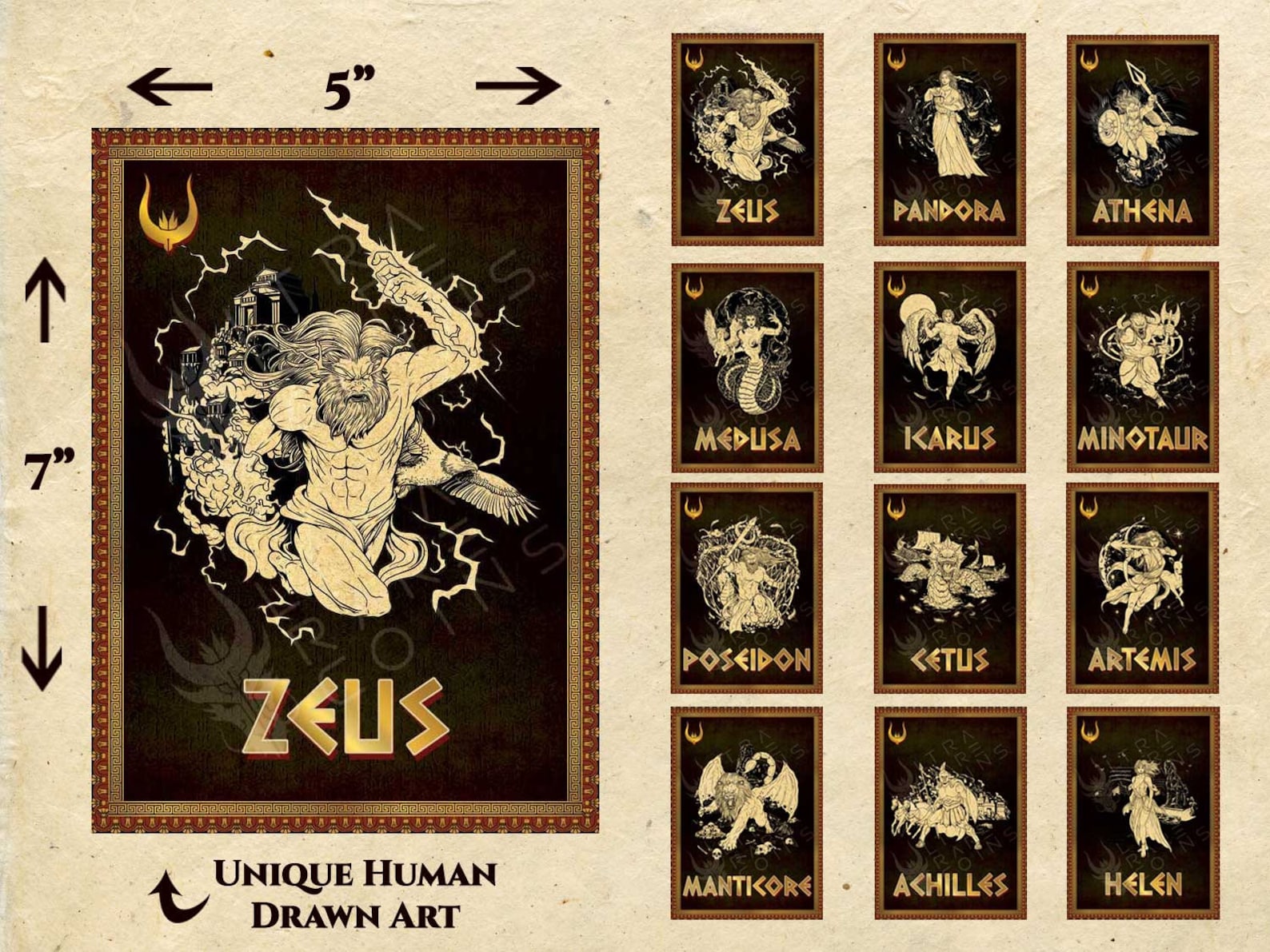 Set of 12 Flashcards | Ancient Greek Gods | Educational Mythology ...