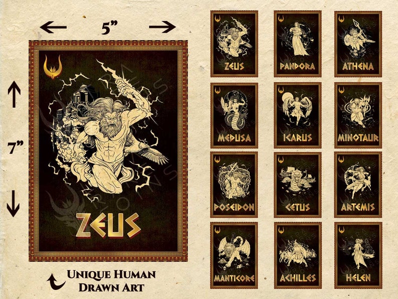 Set of 12 Flashcards | Ancient Greek Gods | Educational Mythology ...