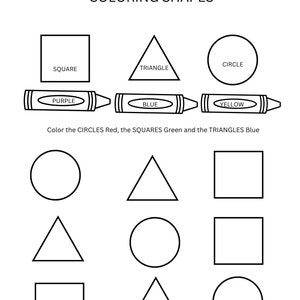 Colors and Shapes Worksheets - Etsy