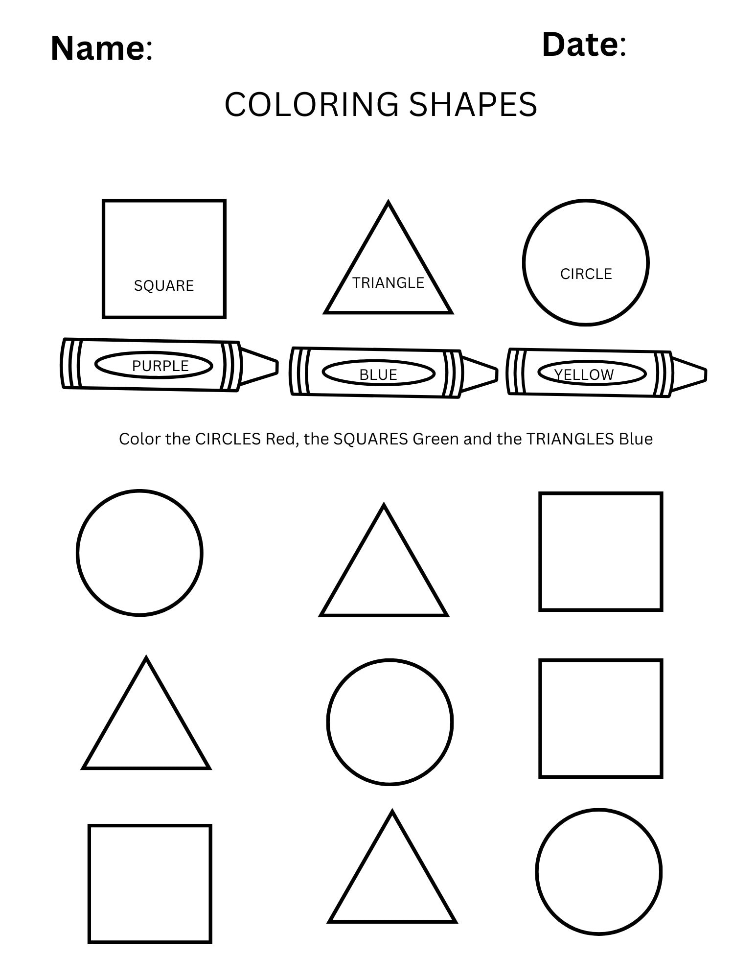 Colors and Shapes Worksheets - Etsy