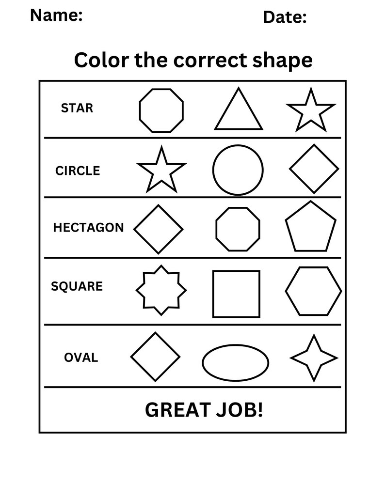 Colors And Shapes Worksheets Etsy