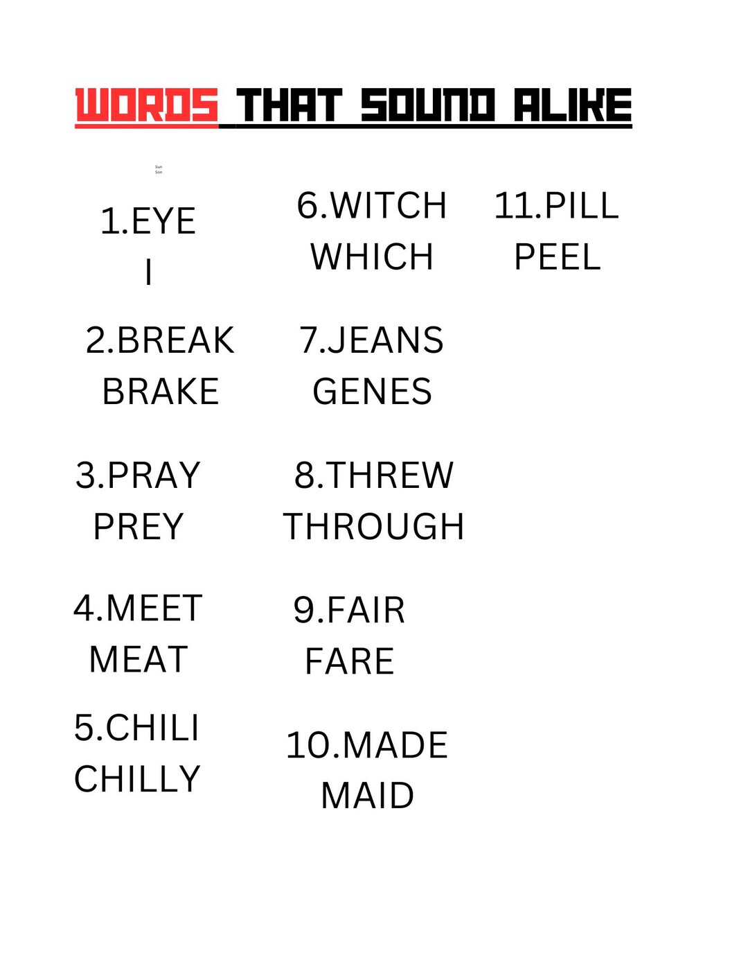 50 Words That Sound Alike but Spelled Different - Etsy