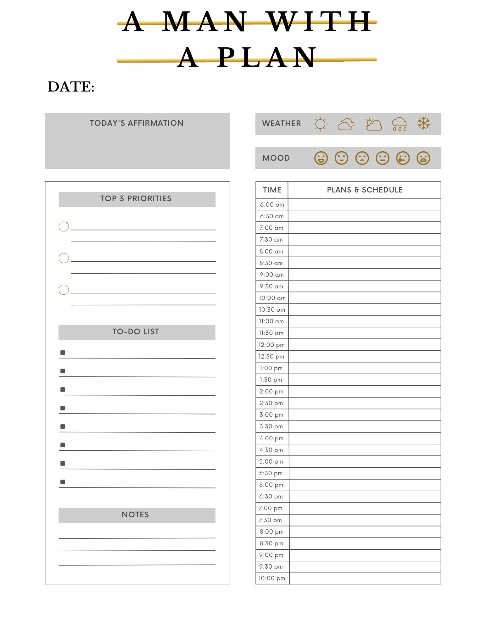 Men Daily Planner - Etsy