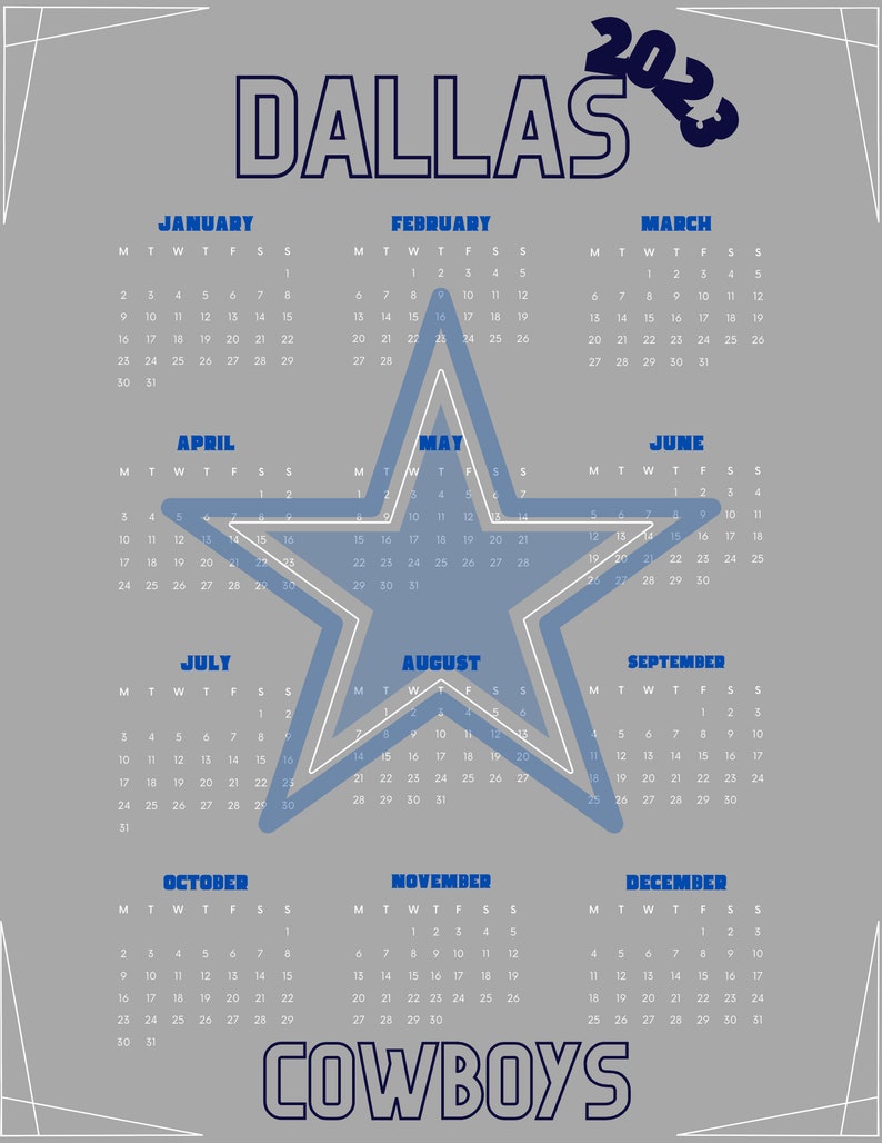 DALLAS COWBOYS Digital Calendar - Etsy