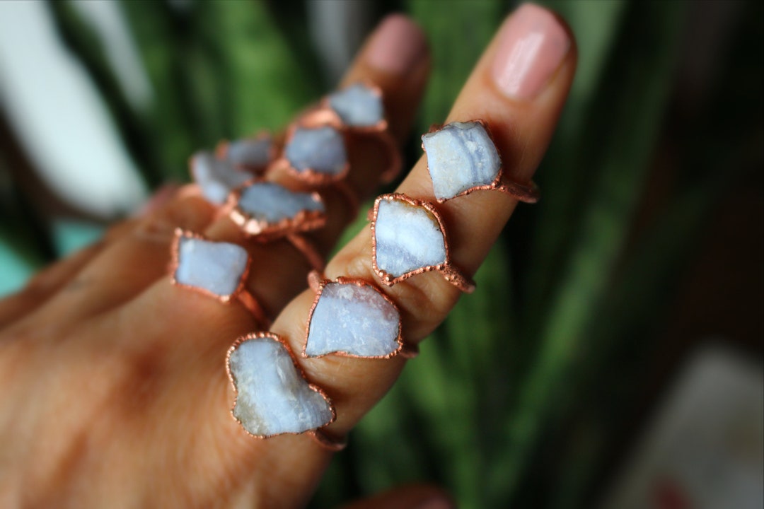 Raw Crystal Ring, Celestite Ring, Crystal Jewelry, Crystal Necklace ...