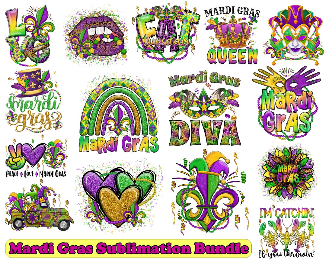 Mardi Gras Sublimation Bundle, Mardi Gras Png Bundle, Happy Mardi Gras ...