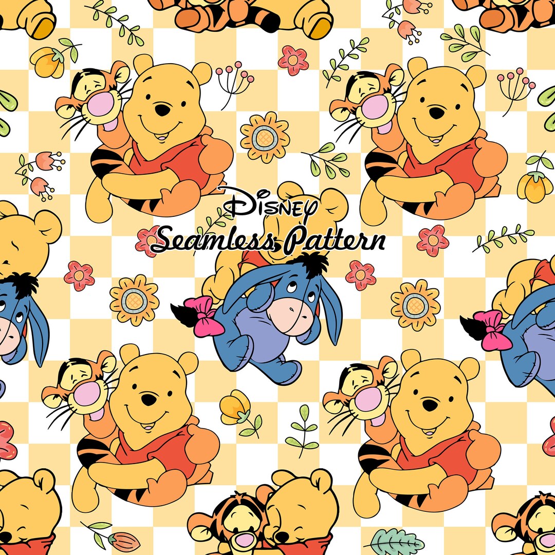 Magical Pooh and Friend Seamless Pattern, Winnie Pooh Seamless Pattern ...