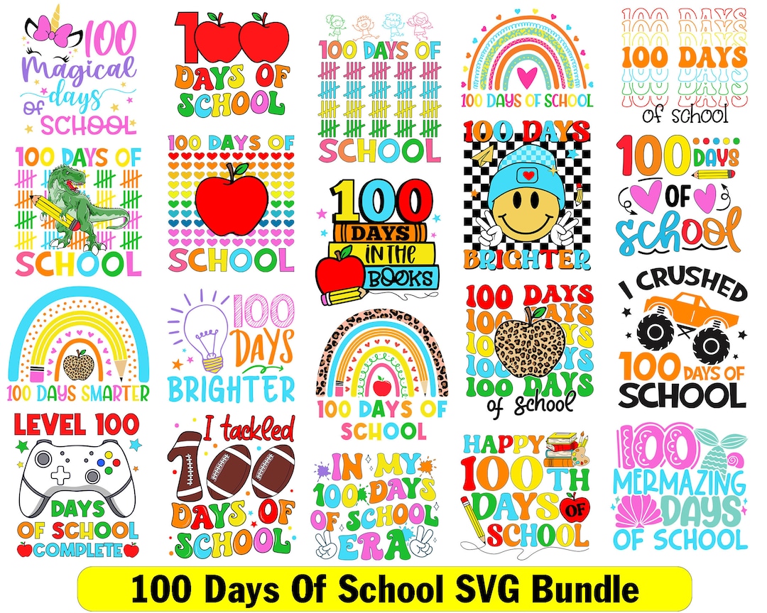 100 Days of School Svg Bundle, Happy 100 Days of School SVG, Back to ...