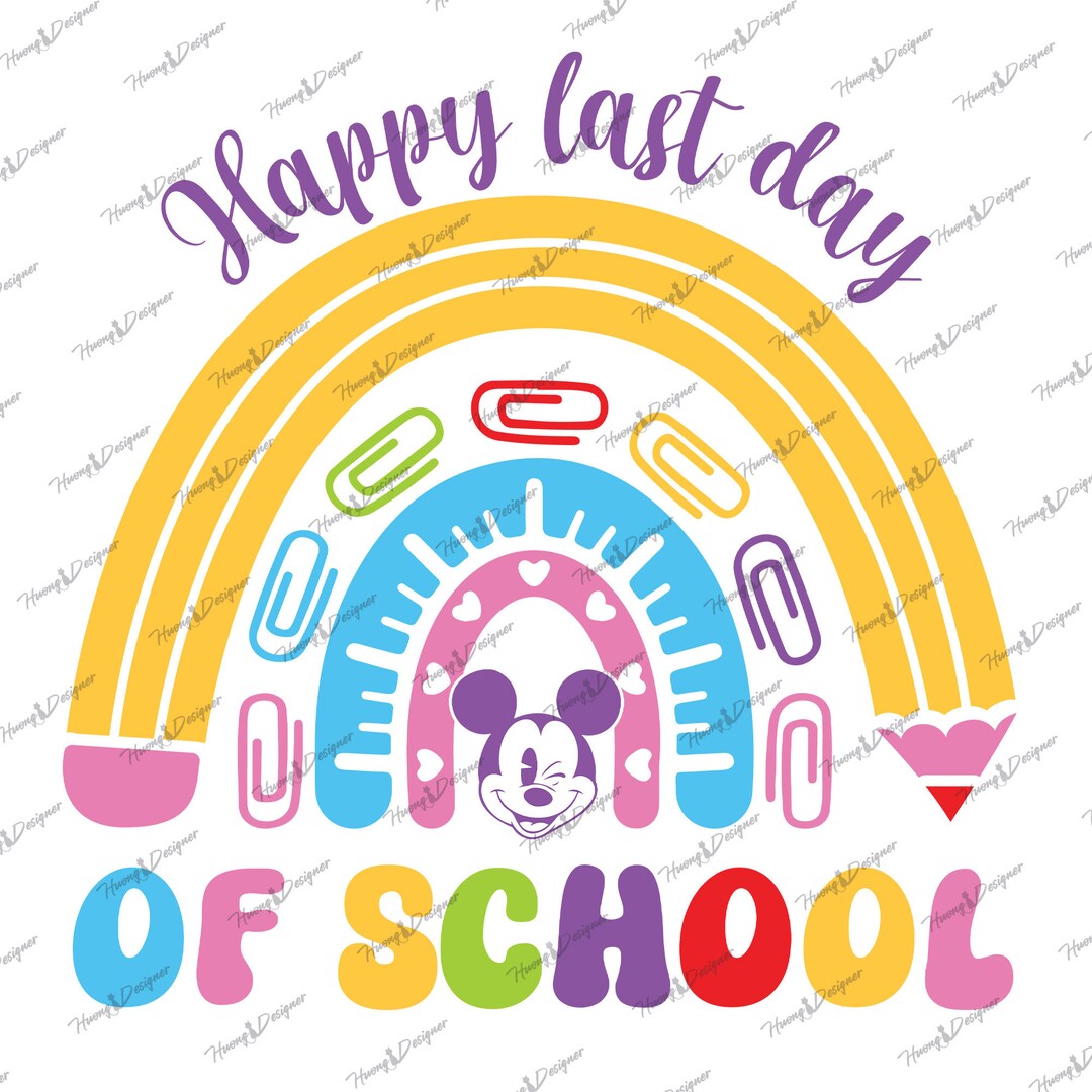 Happy Last Day of School Png, Boho Rainbow, Mouse Summer Break, Hello ...