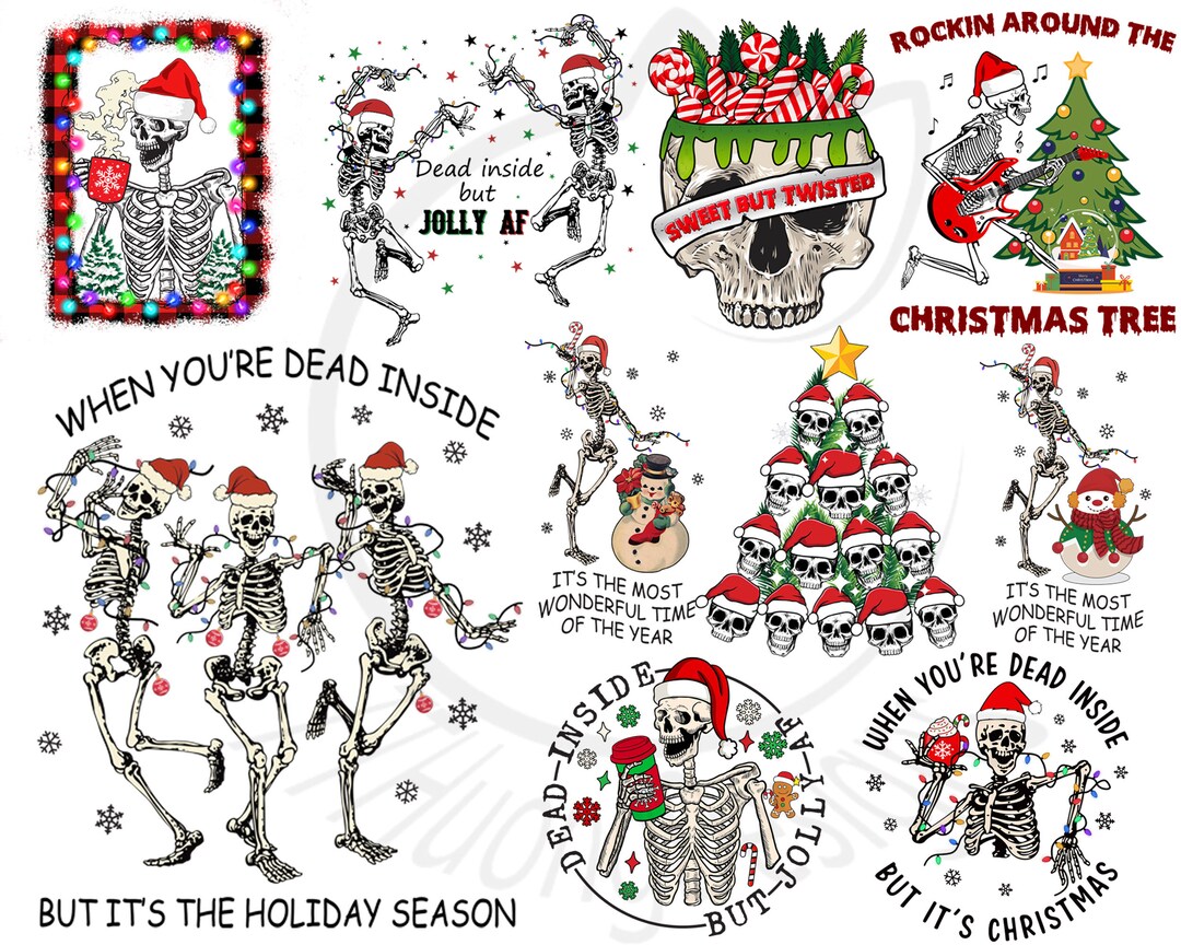 Skeleton Christmas PNG Bundle, Christmas Sublimation Designs, Skeleton ...