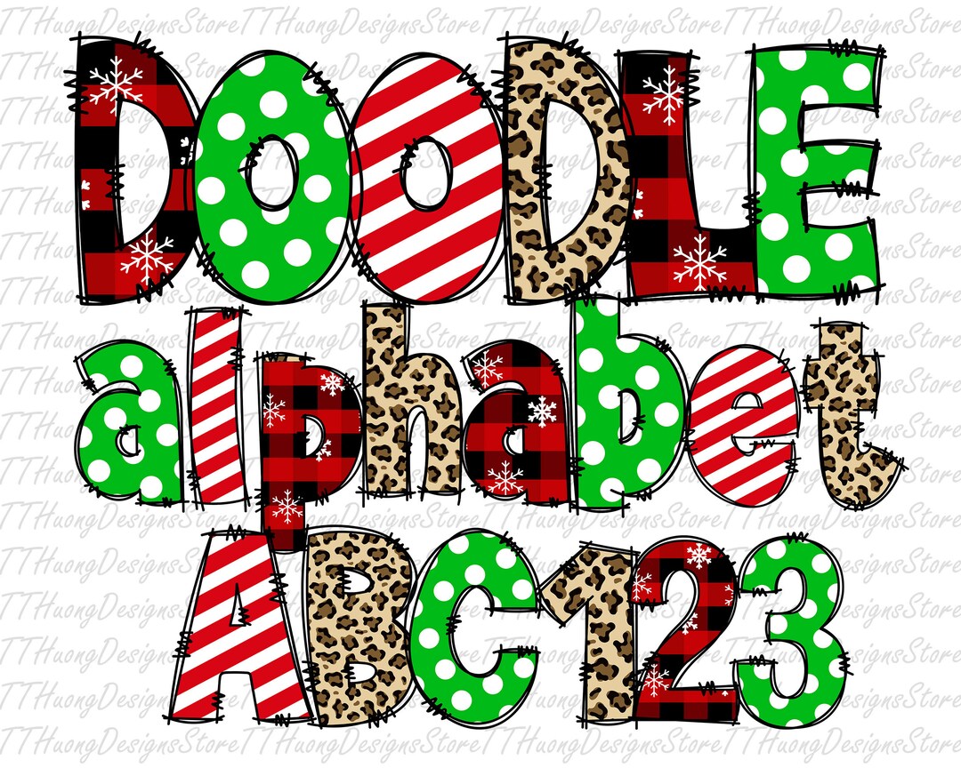 Christmas Doodle Letters and Numbers Png, Hand Drawn Letters Uppercase ...