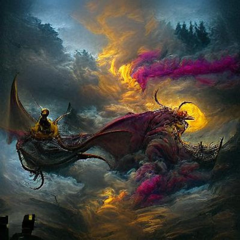 AI Art Dragon Dragon in Flight - Etsy