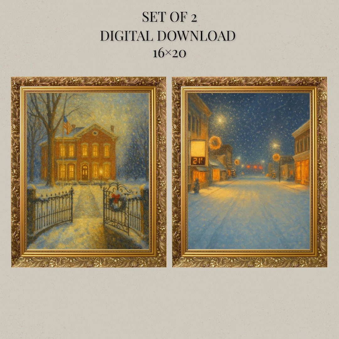 Small-town Christmas Art Bundle | Holiday Wall Decor (digital Download ...
