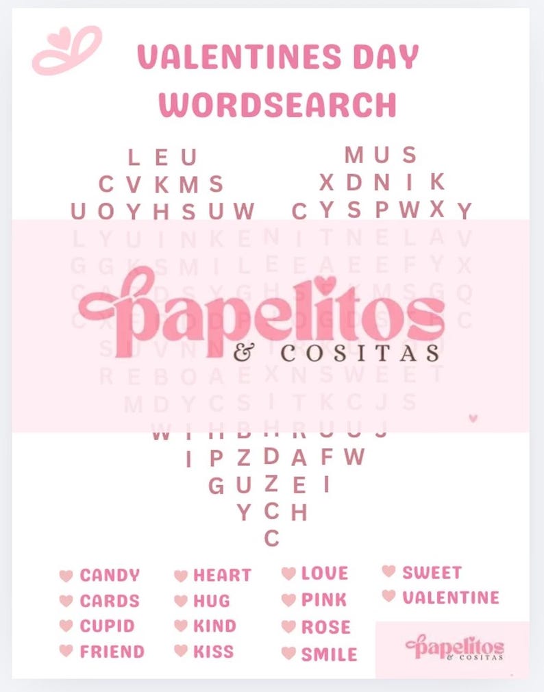 Valentine's Day Word Search – Classroom Activity, Printable Game (PDF ...