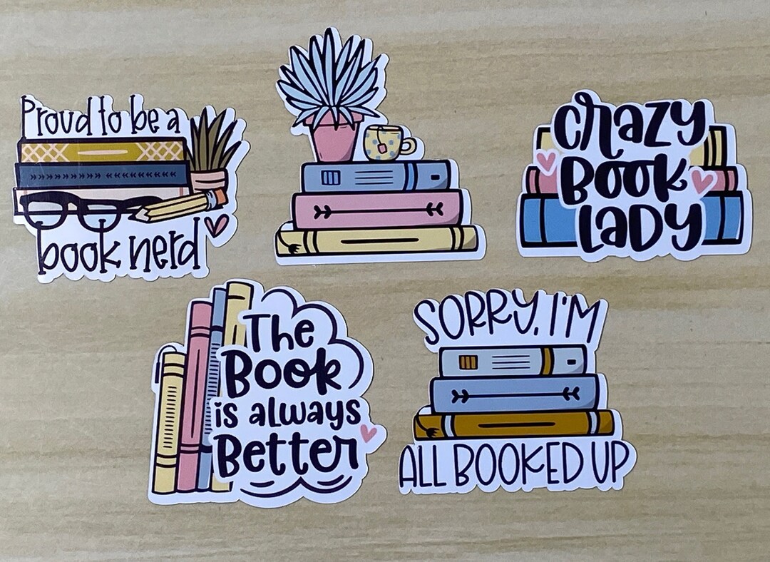Book Lovers Vinyl Stickers Craft Decal Scrapbooking 5 Stickers - Etsy