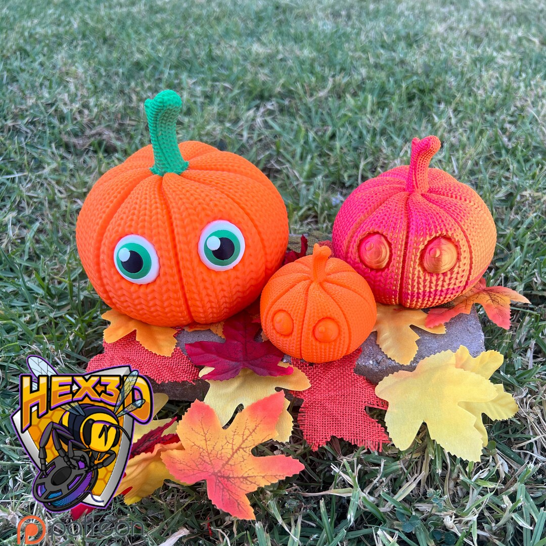 Plastic Crochet Pumpkin - 3d Printed Pumpkin With Eyes - Etsy