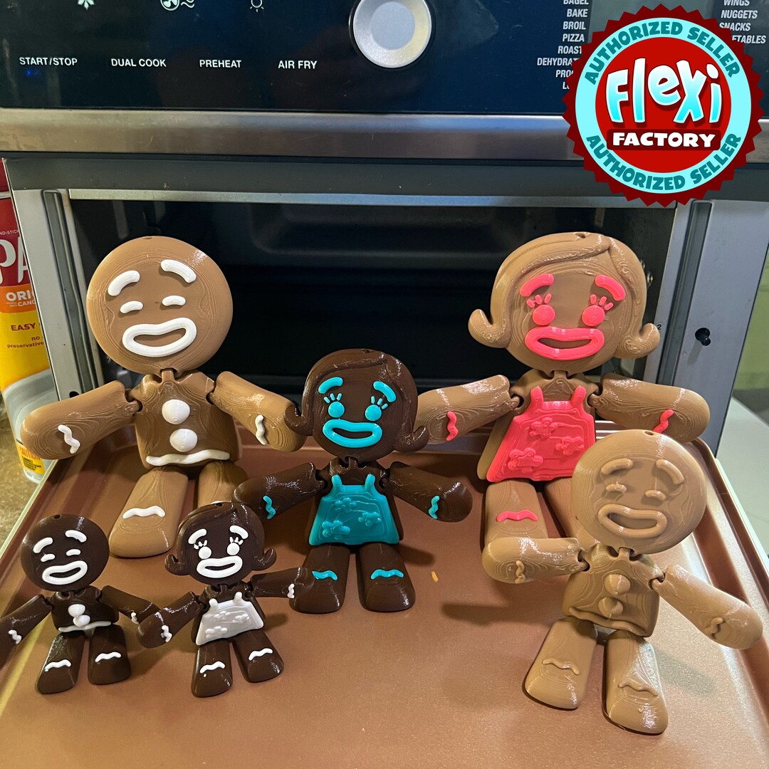 Flexi Gingerbread People Ornament 3d Printed Gingerbread - Etsy