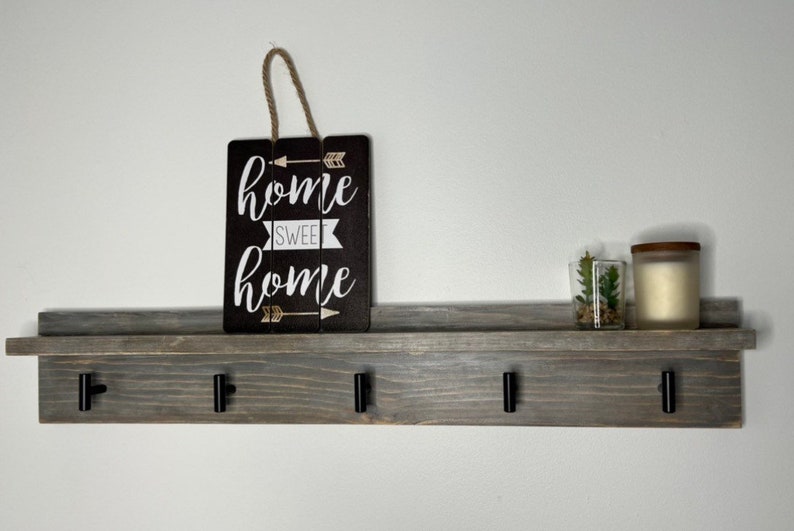 Coat Rack and Key Holder, Entryway Organizer, Shelf, Wall Mounted Coat ...