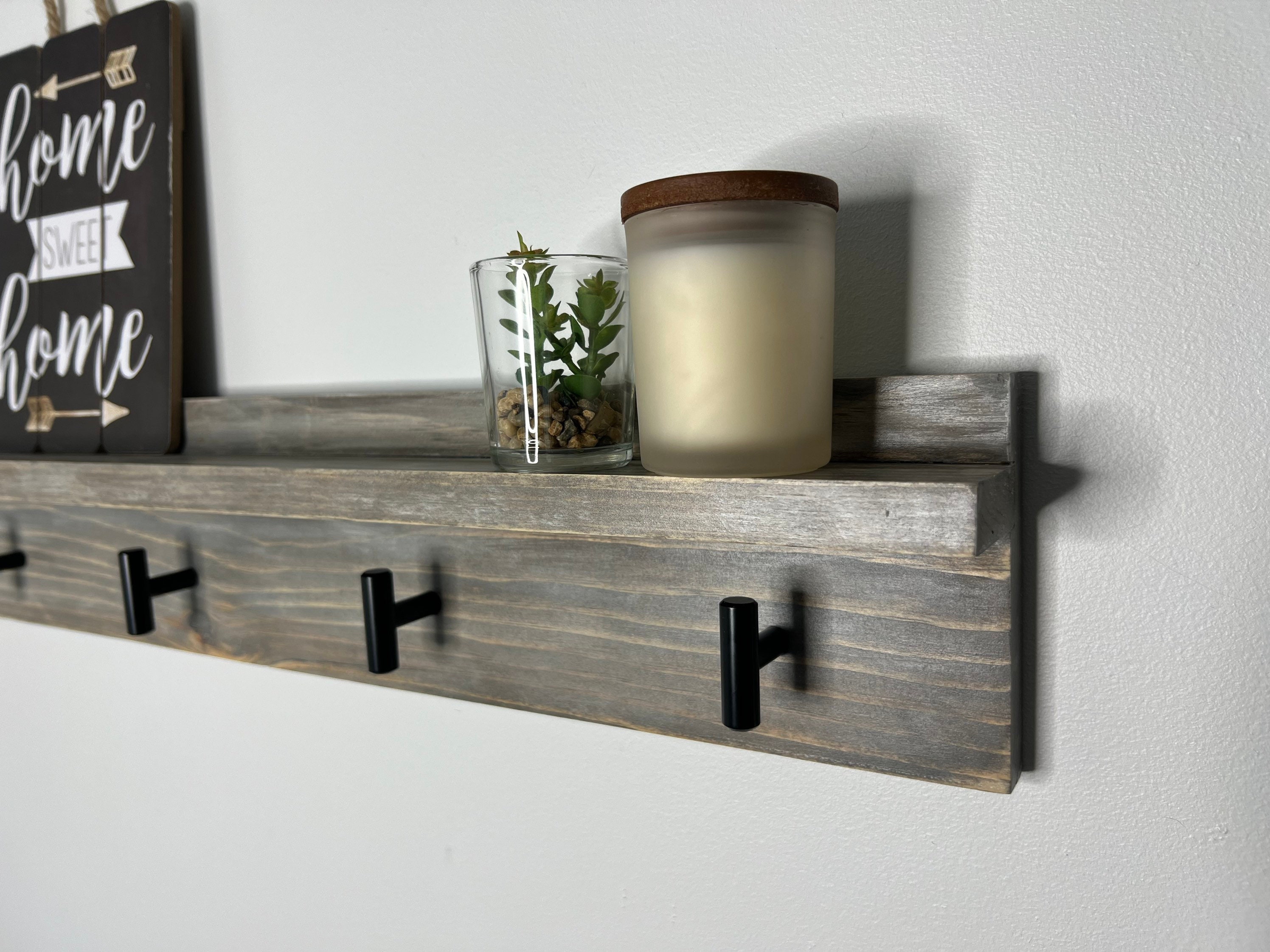 Coat Rack and Key Holder, Entryway Organizer, Shelf, Wall Mounted Coat ...
