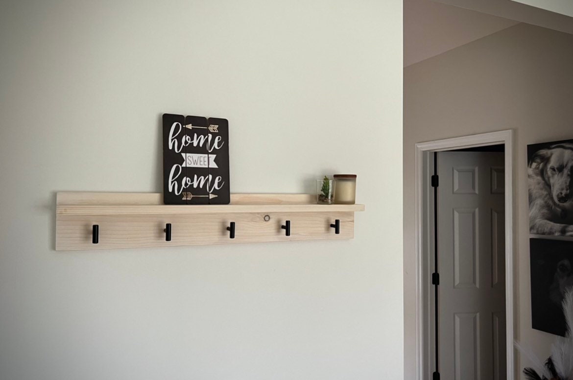 Coat Rack and Key Holder, Entryway Organizer, Shelf, Wall Mounted Coat ...