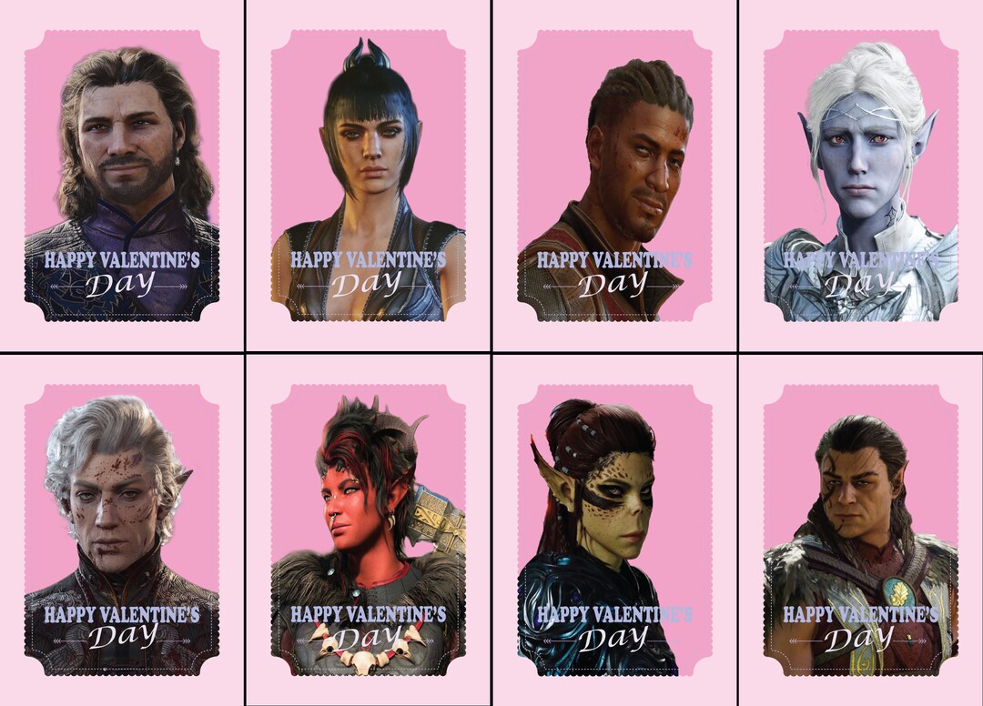 Baldur's Gate 3 Valentines Day Cards Instant Download and Print Digital Valentine Cards - Etsy
