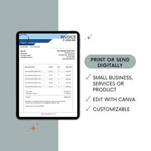 Invoice Template PDF Canva. Business Invoice. Editable Invoice. Custom ...